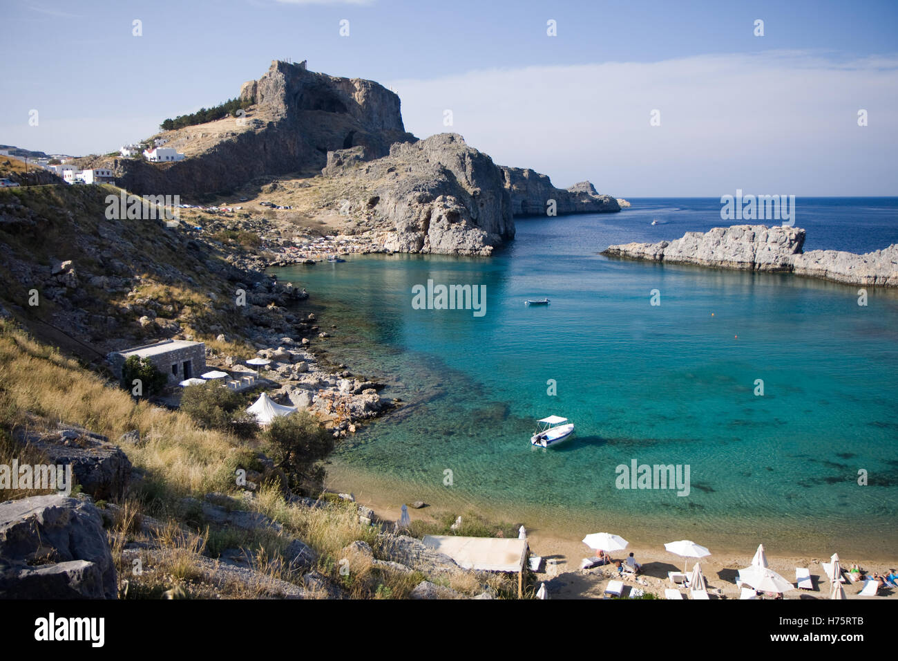 beach and sea of rodos in greece Stock Photo - Alamy