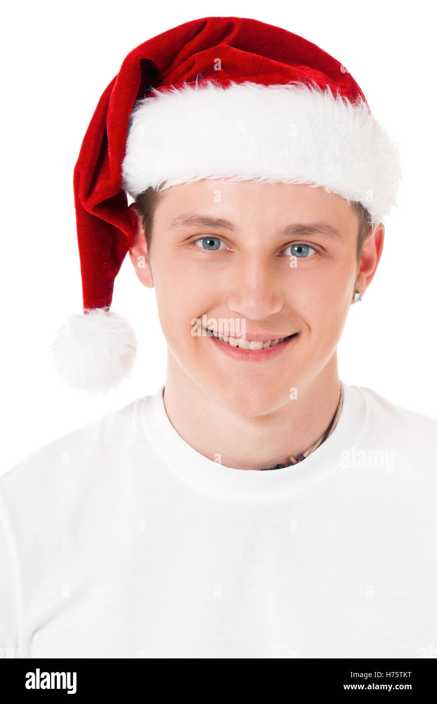 Boy wearing Santa Claus hat Stock Photo - Alamy