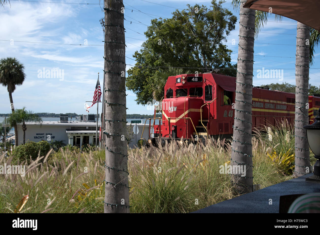 Mount Dora Florida USA A freight pulling locomotive passing through the ...