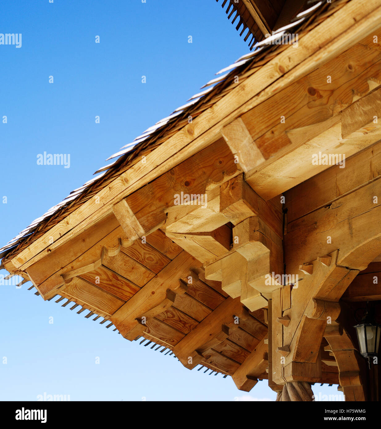 Detail of wooden church, Russian Orthodox, near Episkopou, Nicosia ...