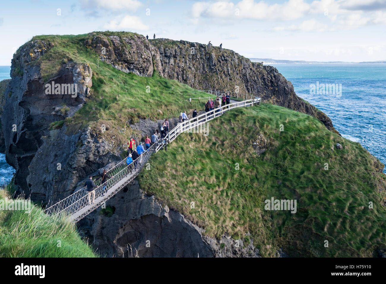 Carrick a Rede rope bridge crossing a 30 metre drop to Carrick island ...