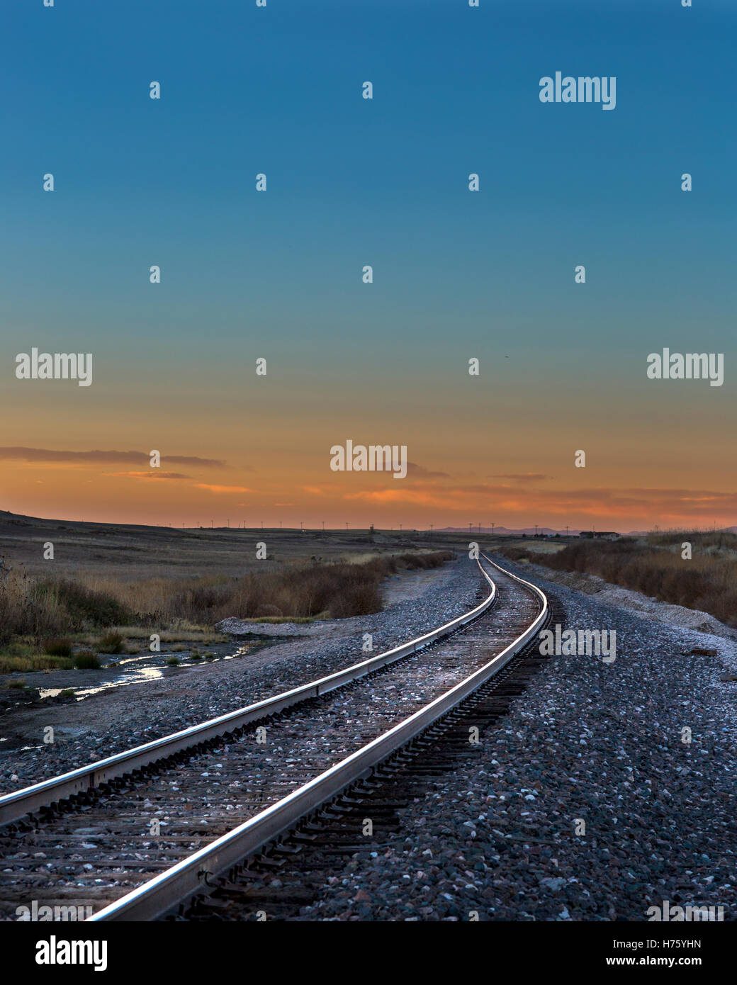 Train Track Sunrise Stock Photo - Alamy