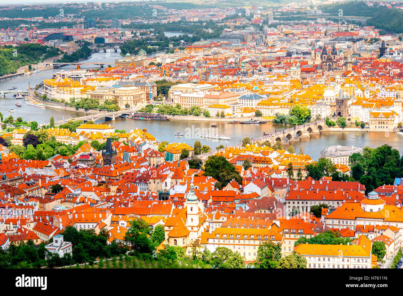 Aerial view on Prague city Stock Photo - Alamy