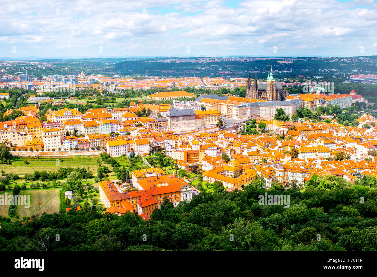 Aerial view on Prague city Stock Photo - Alamy