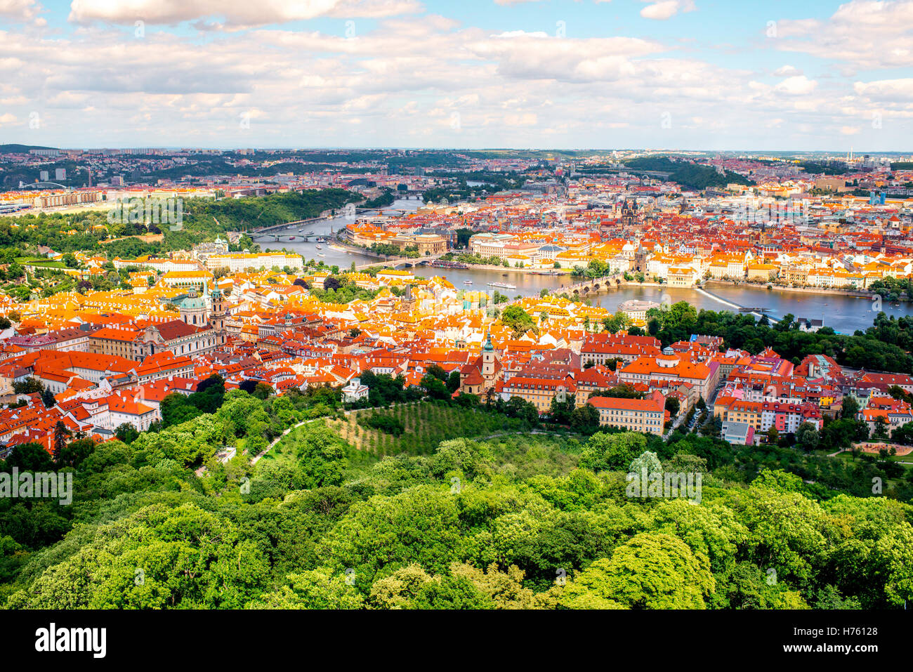 Aerial view on Prague city Stock Photo - Alamy