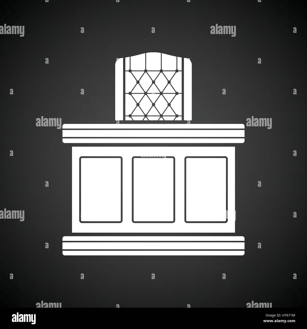 Judge table icon. Black background with white. Vector illustration ...