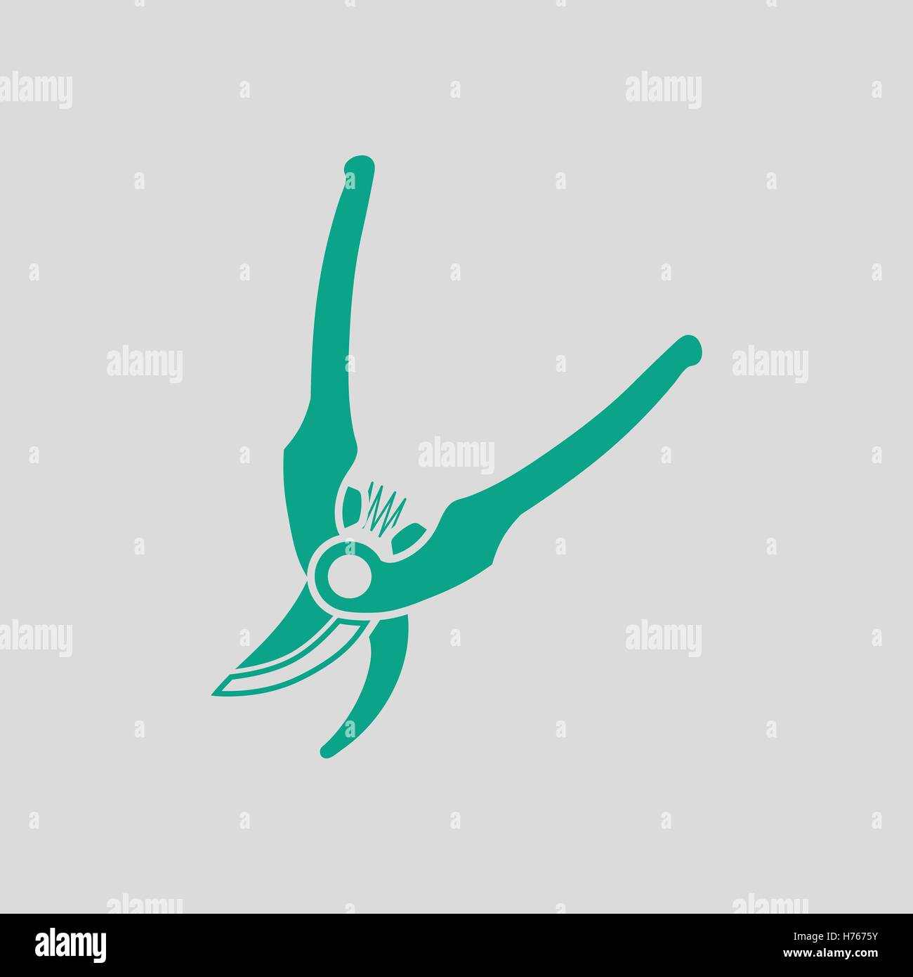 Garden scissors icon. Gray background with green. Vector illustration ...