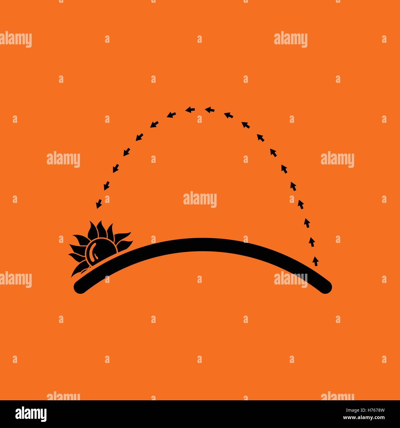 Sunset icon. Orange background with black. Vector illustration Stock ...