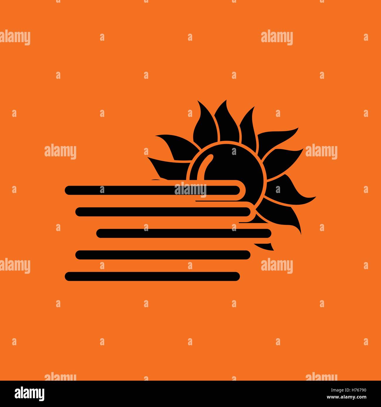 Fog icon. Orange background with black. Vector illustration Stock ...