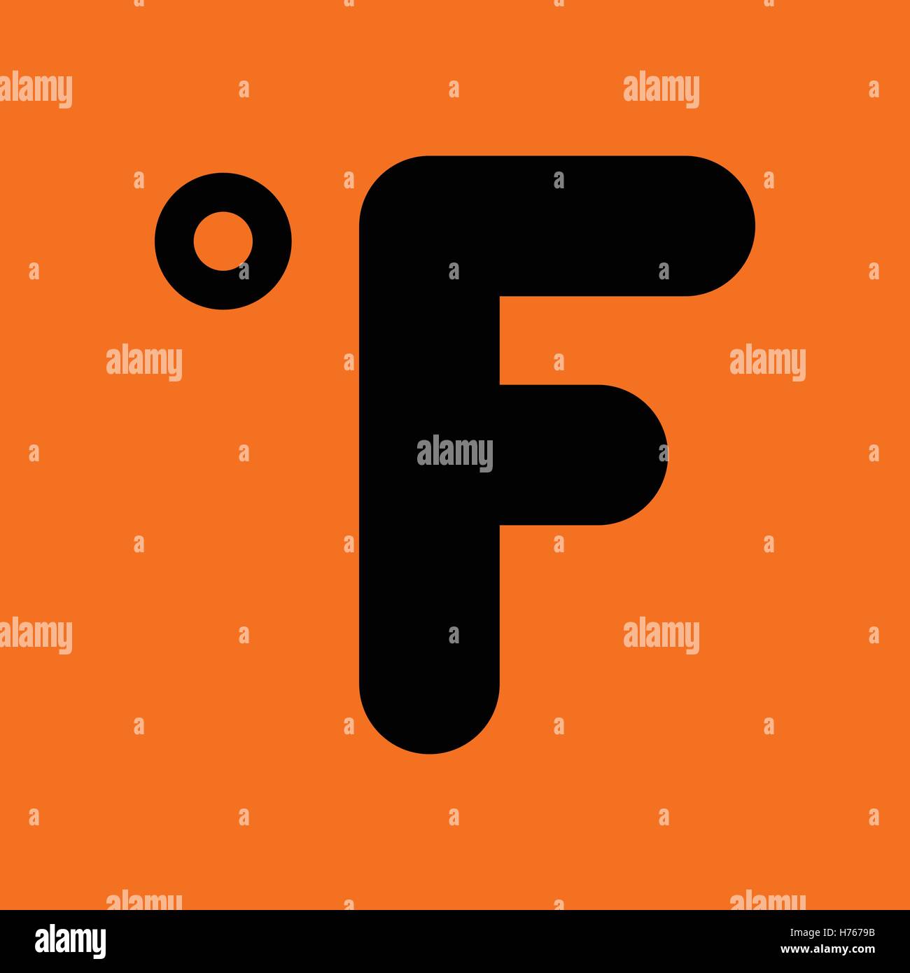 Fahrenheit degree icon. Orange background with black. Vector ...