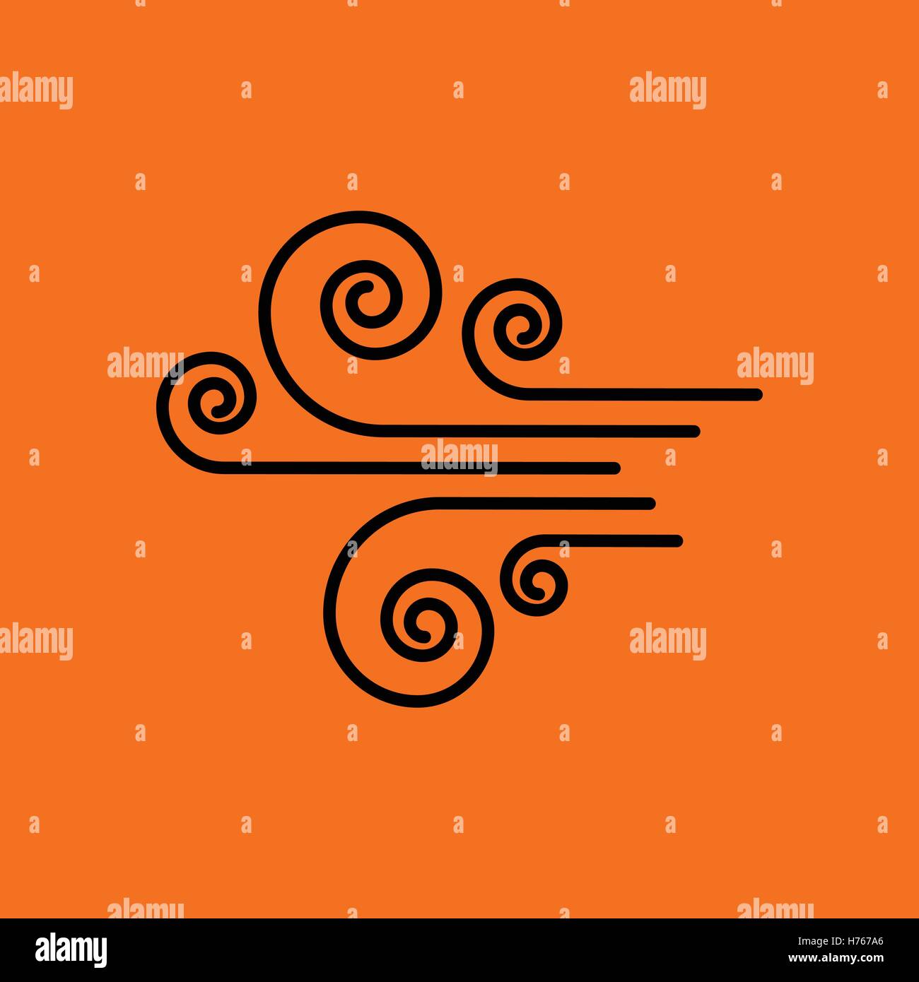 Wind icon. Orange background with black. Vector illustration Stock ...