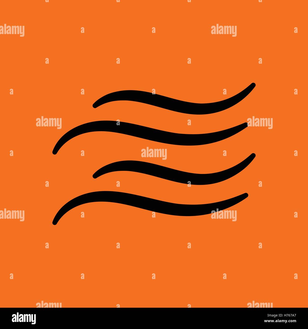 Water wave icon. Orange background with black. Vector illustration ...