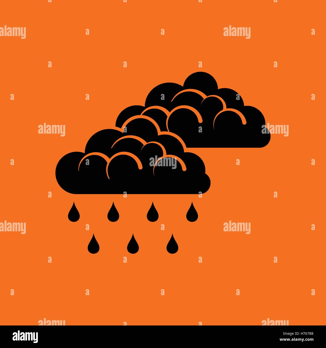 Rain icon. Orange background with black. Vector illustration Stock ...