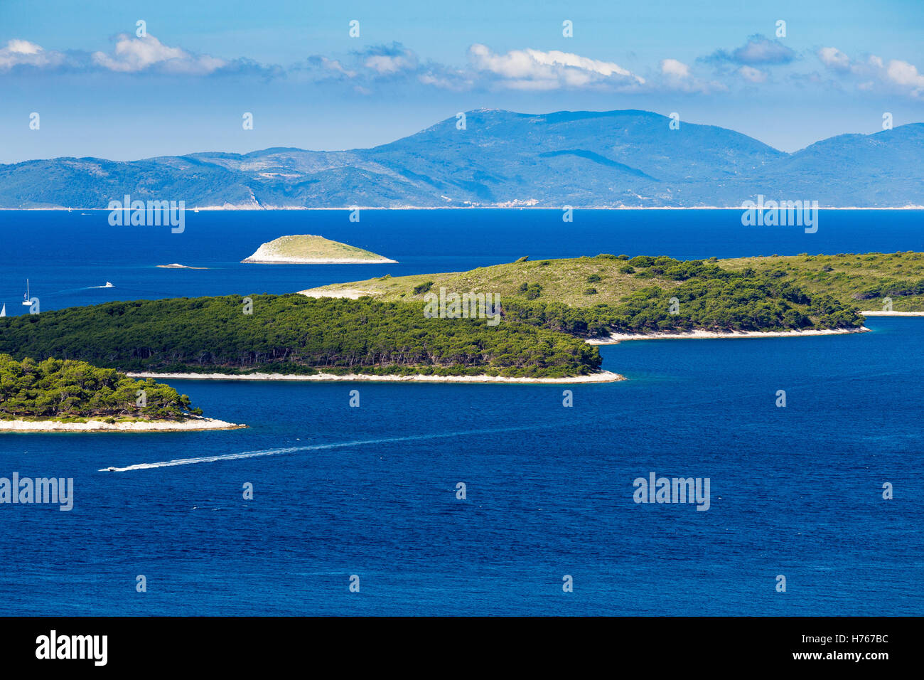 View on Pakleni islands. Paklinski otoci. Adriatic sea. Croatia. Europe ...