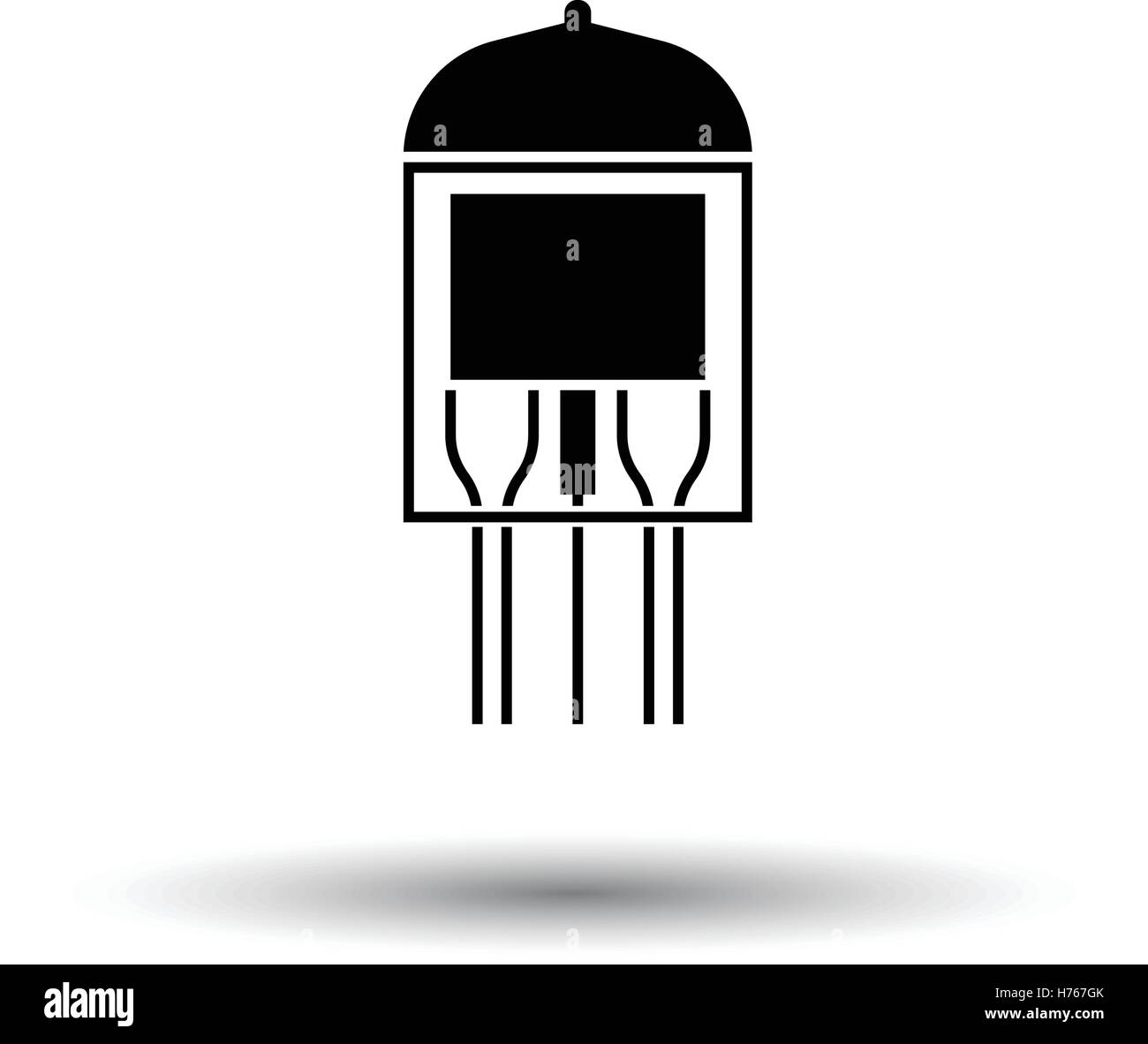 Electronic vacuum tube icon. White background with shadow design ...