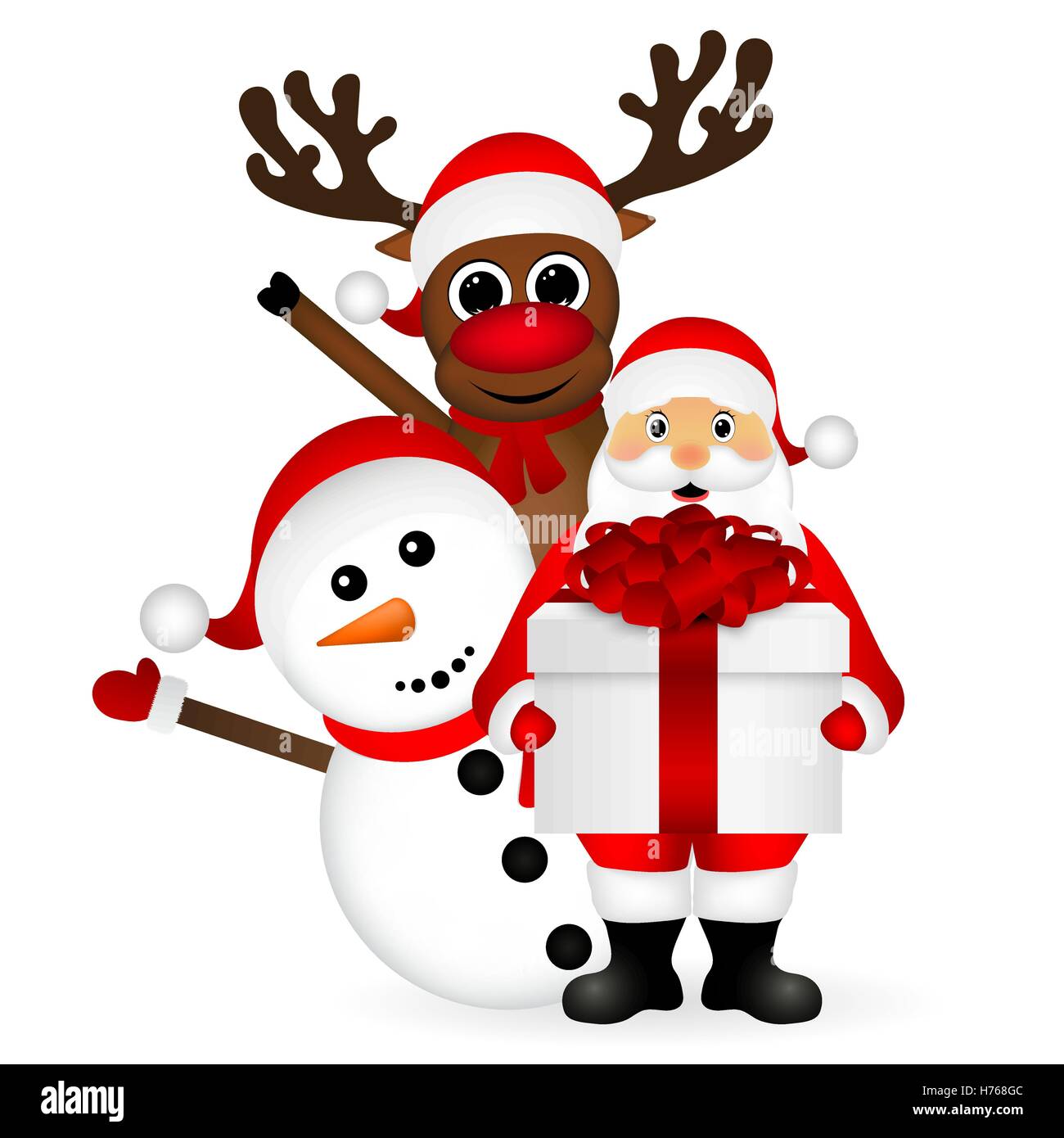 Santa Claus with snowman and reindeer cartoon Stock Vector Image & Art ...