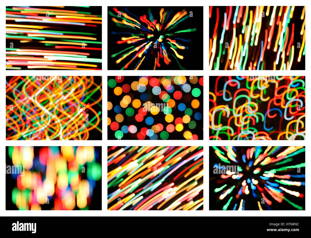 Set of multi-colored spots of light against a black background Stock ...