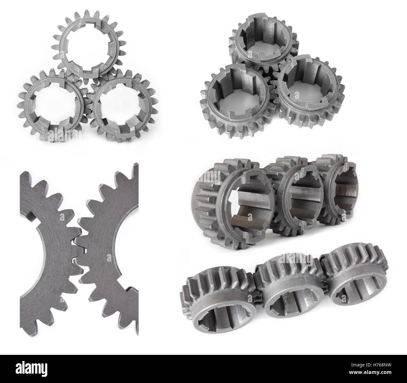 Set of photos of the gears on a white background Stock Photo - Alamy