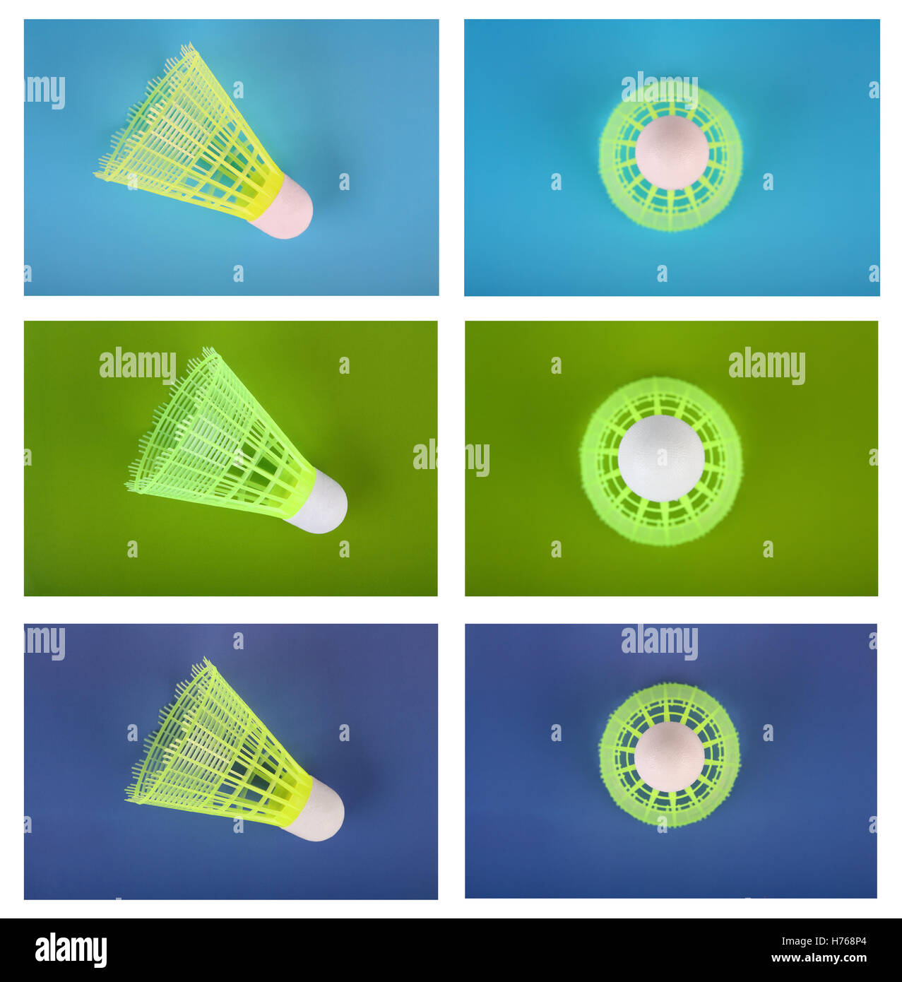 Set of colored shuttlecocks on colored backgrounds Stock Photo - Alamy