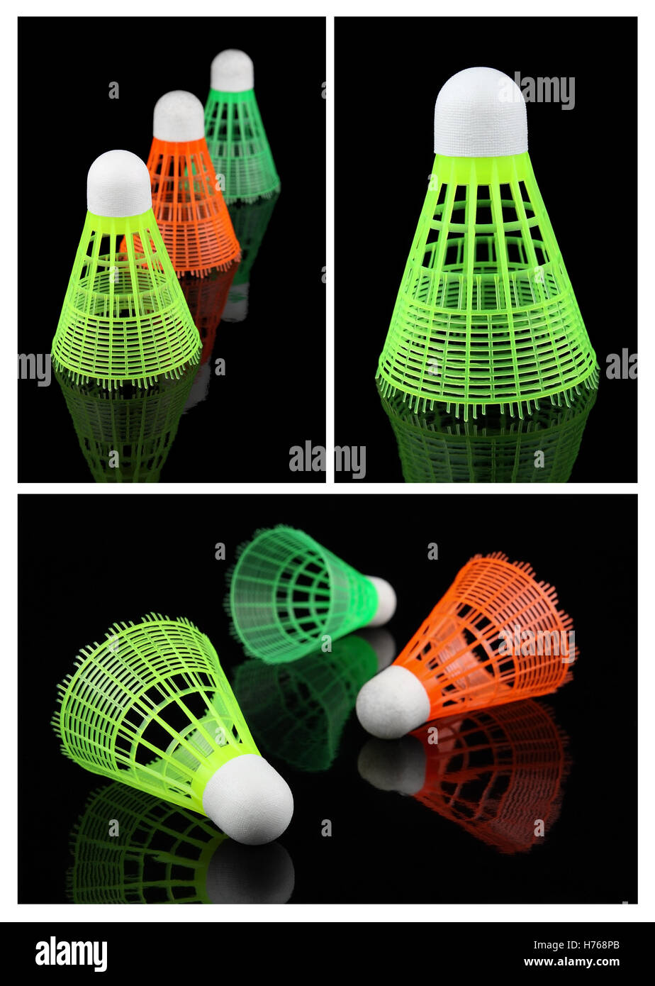 Set of multicolored shuttlecocks on colored backgrounds Stock Photo - Alamy