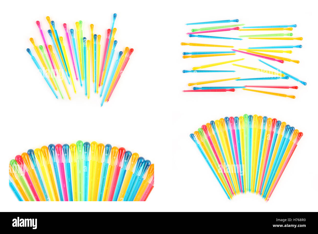 Set of multi-colored sticks for a canape on a white background Stock ...
