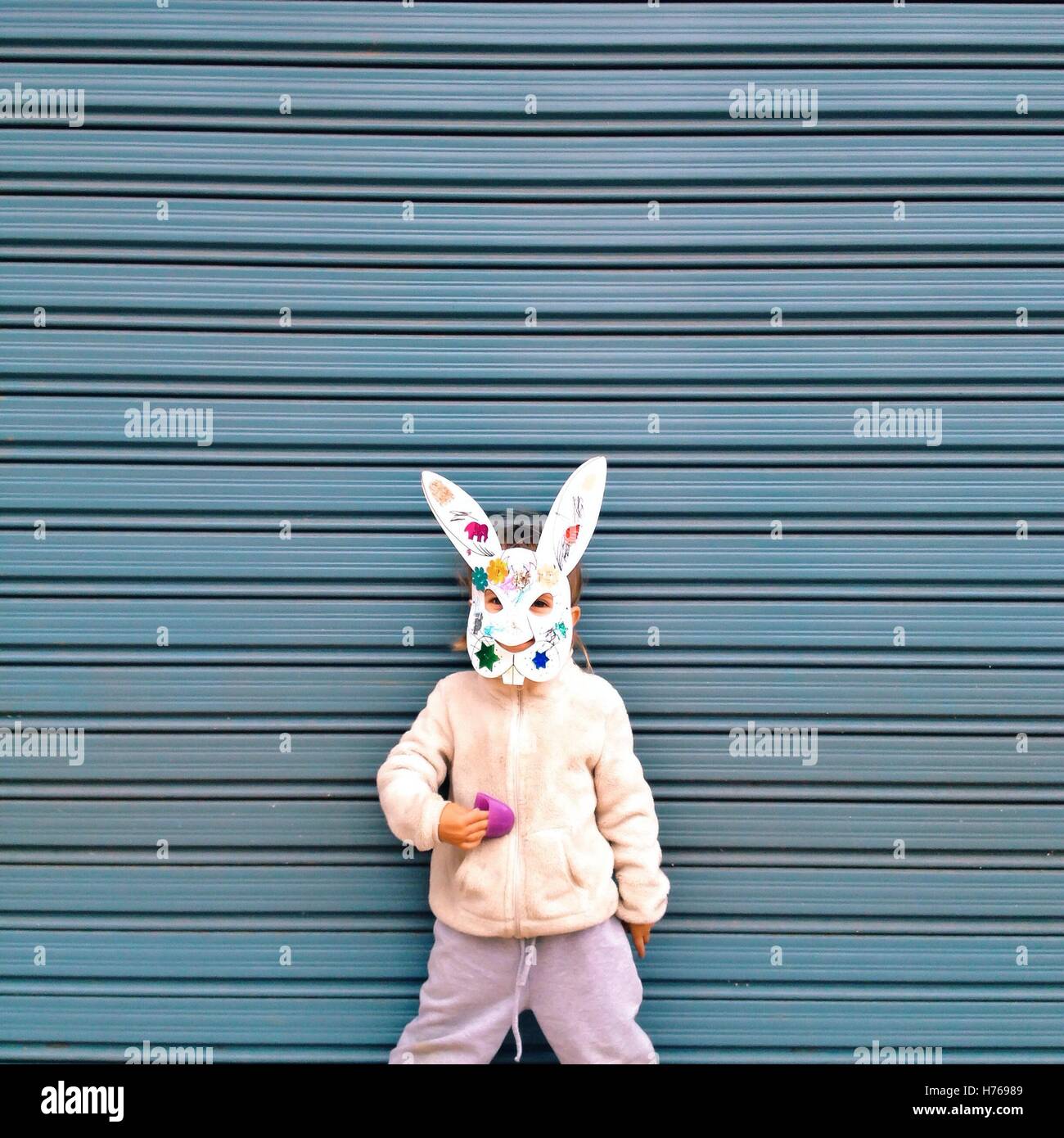Girl wearing a bunny rabbit mask Stock Photo - Alamy