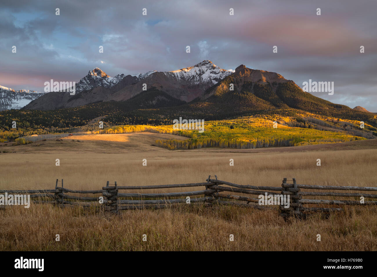 Sunset over Dallas Divide, Telluride, San Miguel, Colorado, USA Stock ...