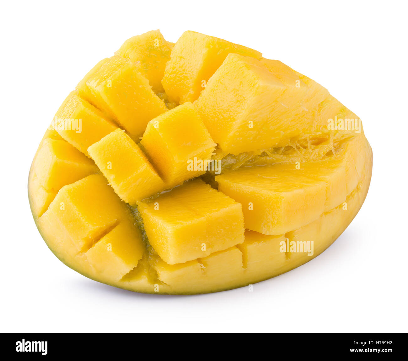 half of mango isolated on the white background Stock Photo - Alamy
