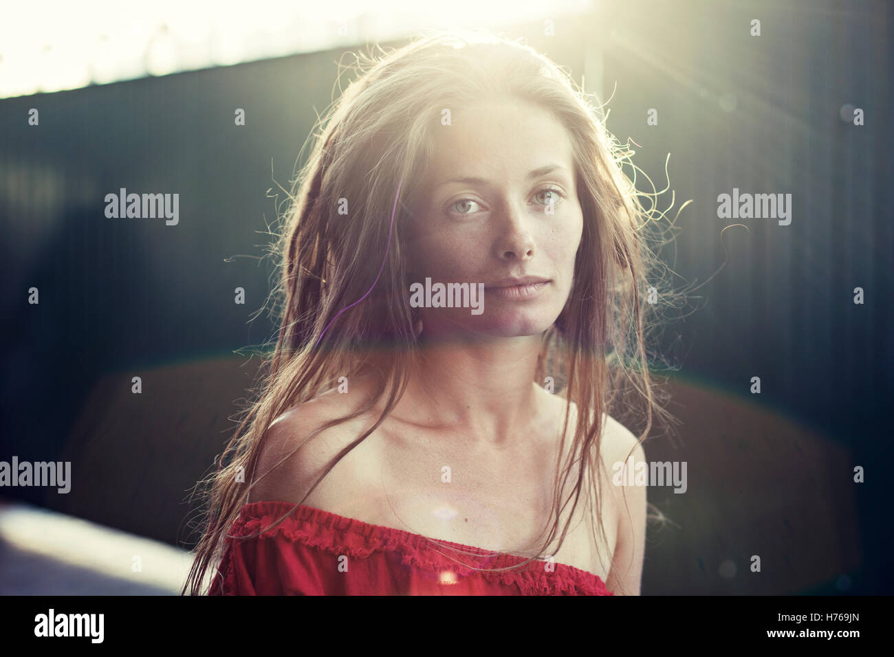 Portrait of a woman in sunlight Stock Photo - Alamy
