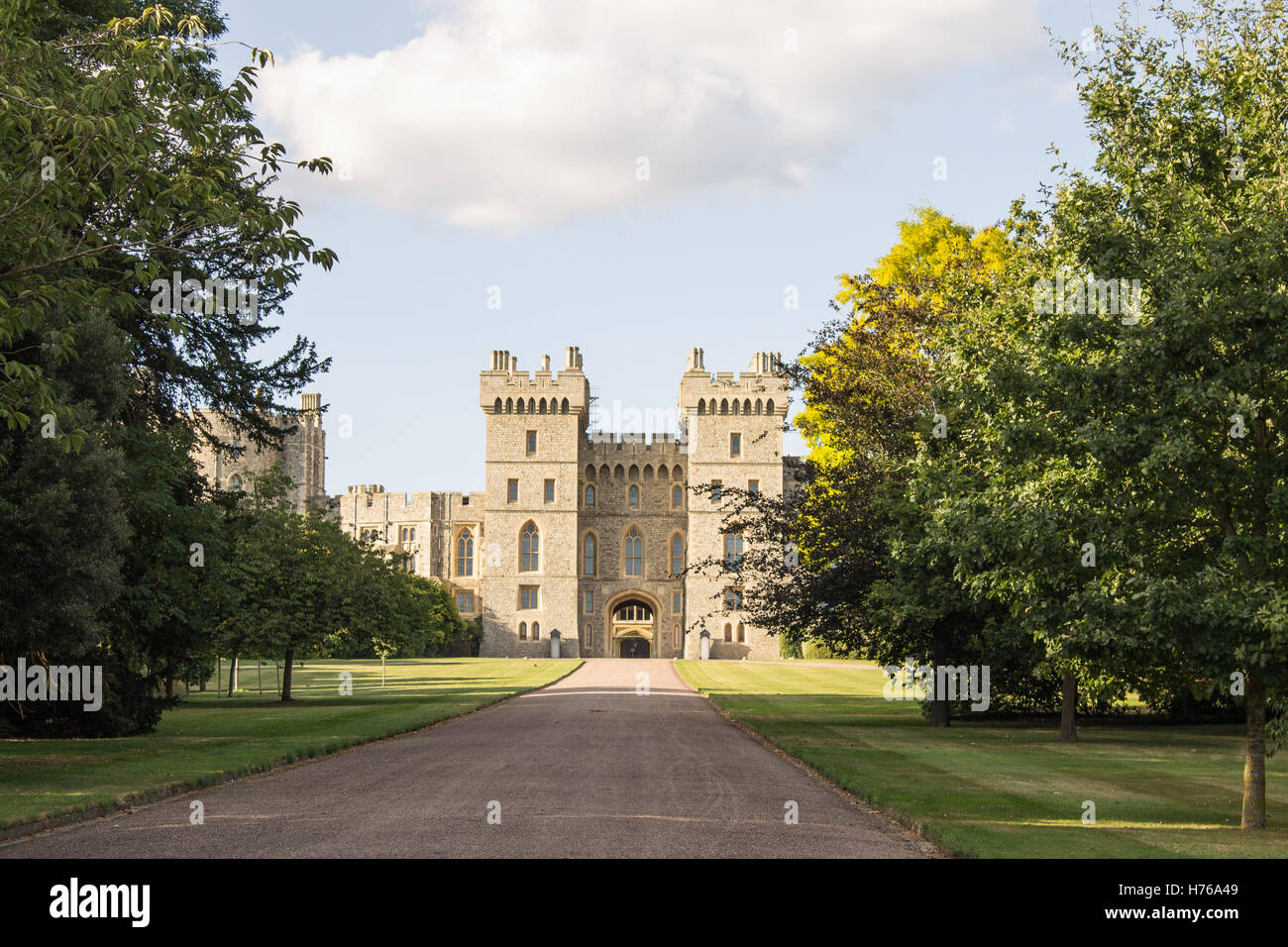 The entrance of Windsor Castle, a residence for the Royal Family Stock ...