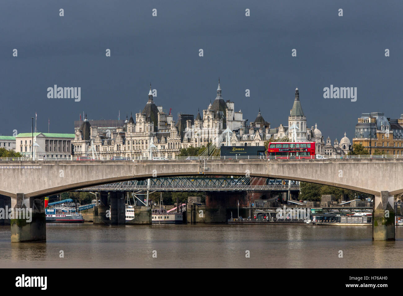 Waterloo bridge with red bus hi-res stock photography and images - Alamy