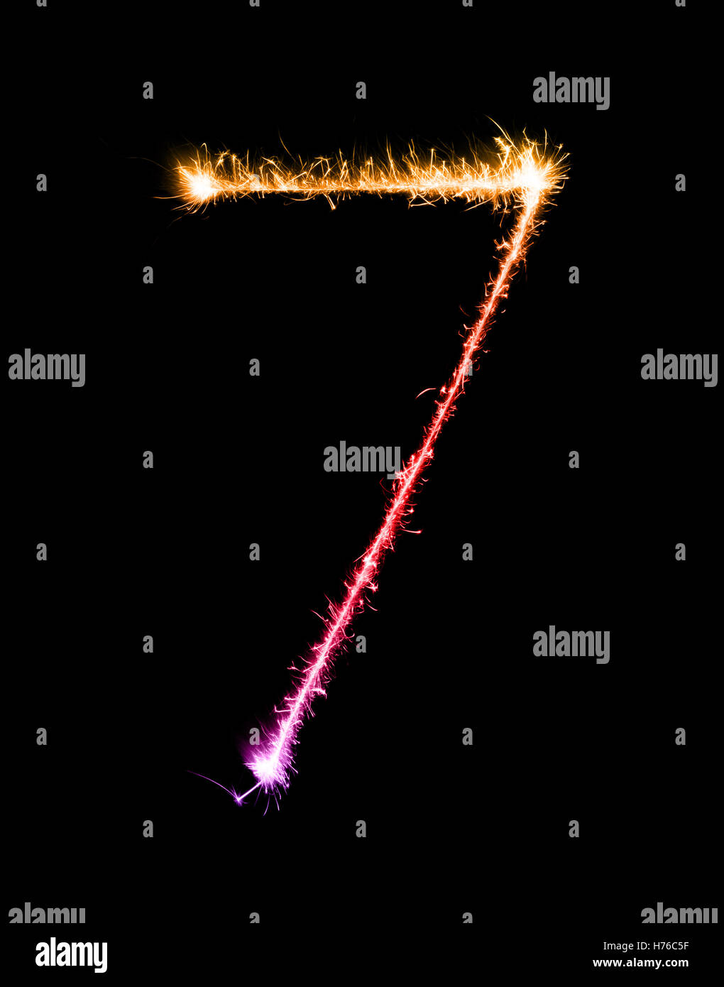 7.Digit seven made of firework sparklers at night background Stock ...
