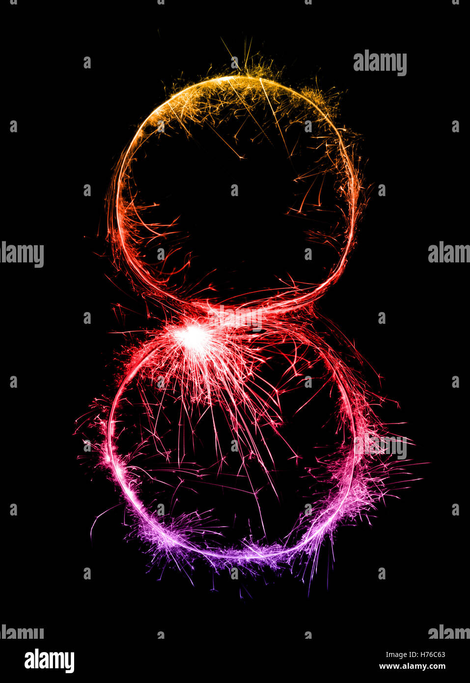 8.Digit eight made of firework sparklers at night background Stock ...