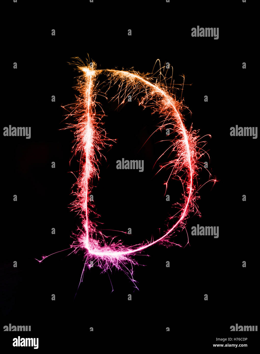 Sparkler firework light alphabet D (Capital Letters) at night ...