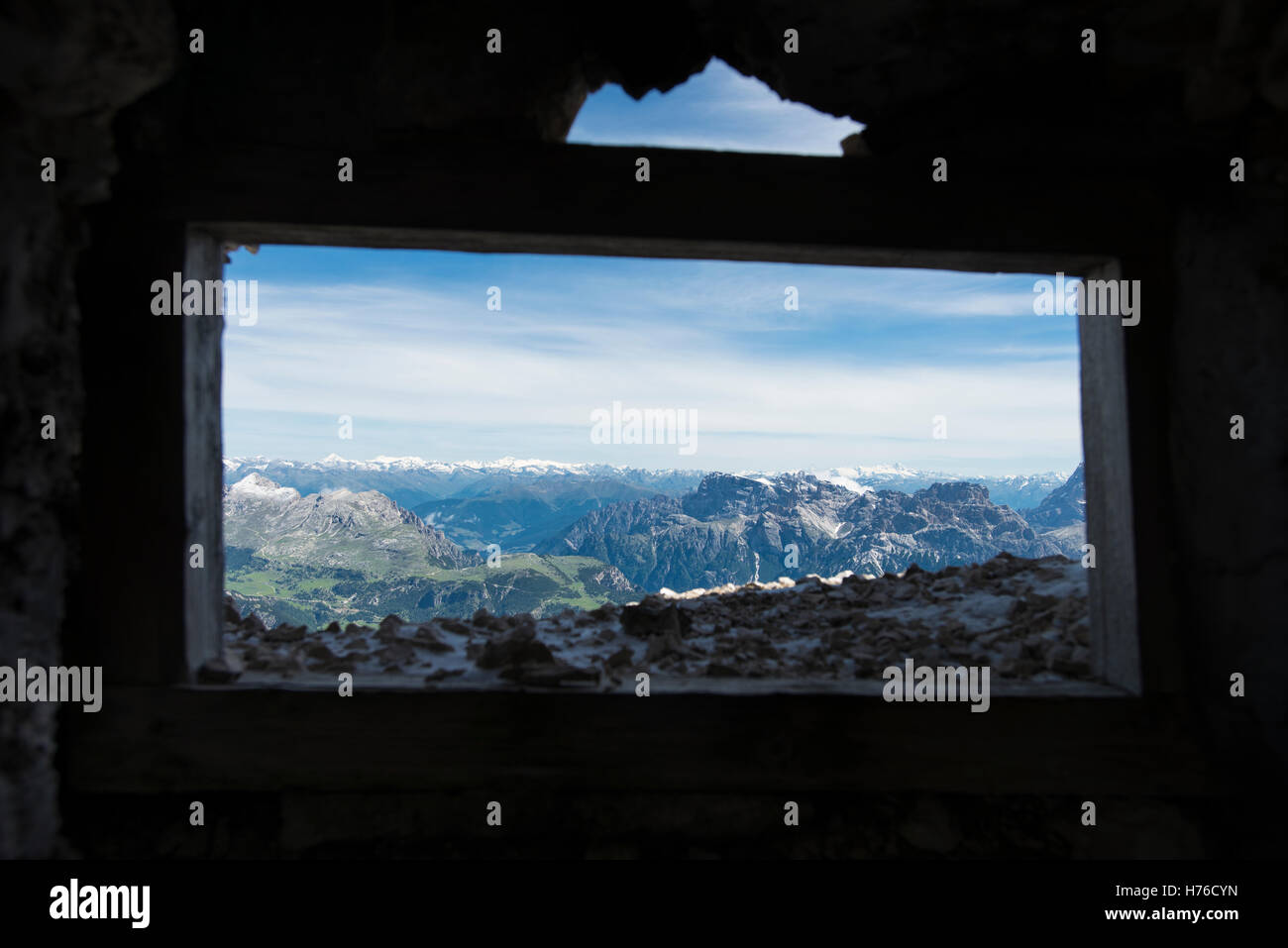 View through window dolomites hi-res stock photography and images - Alamy