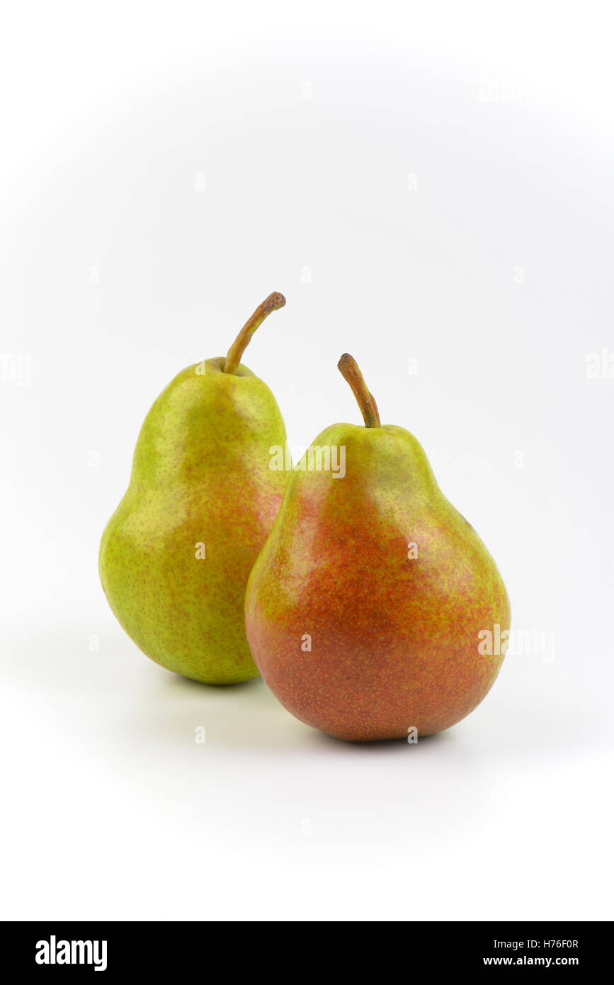 two ripe pears on white background Stock Photo - Alamy