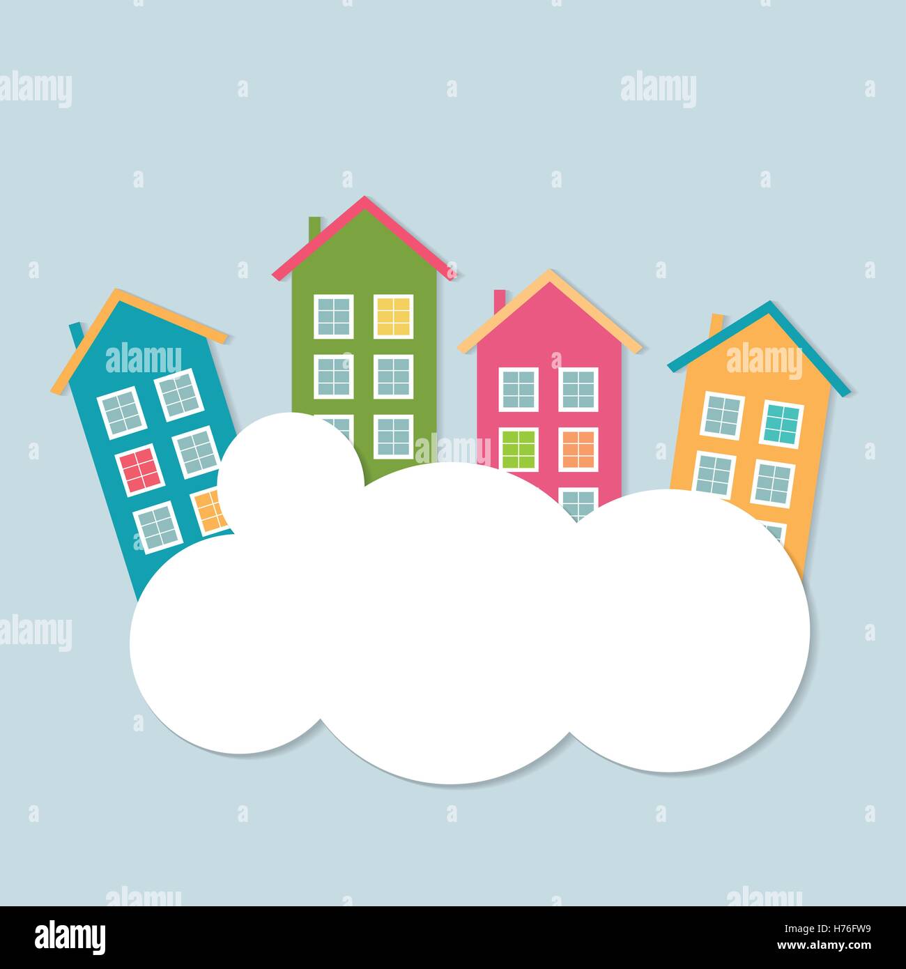 Colorful Houses For Sale / Rent. Real Estate Concept Stock Vector Image ...