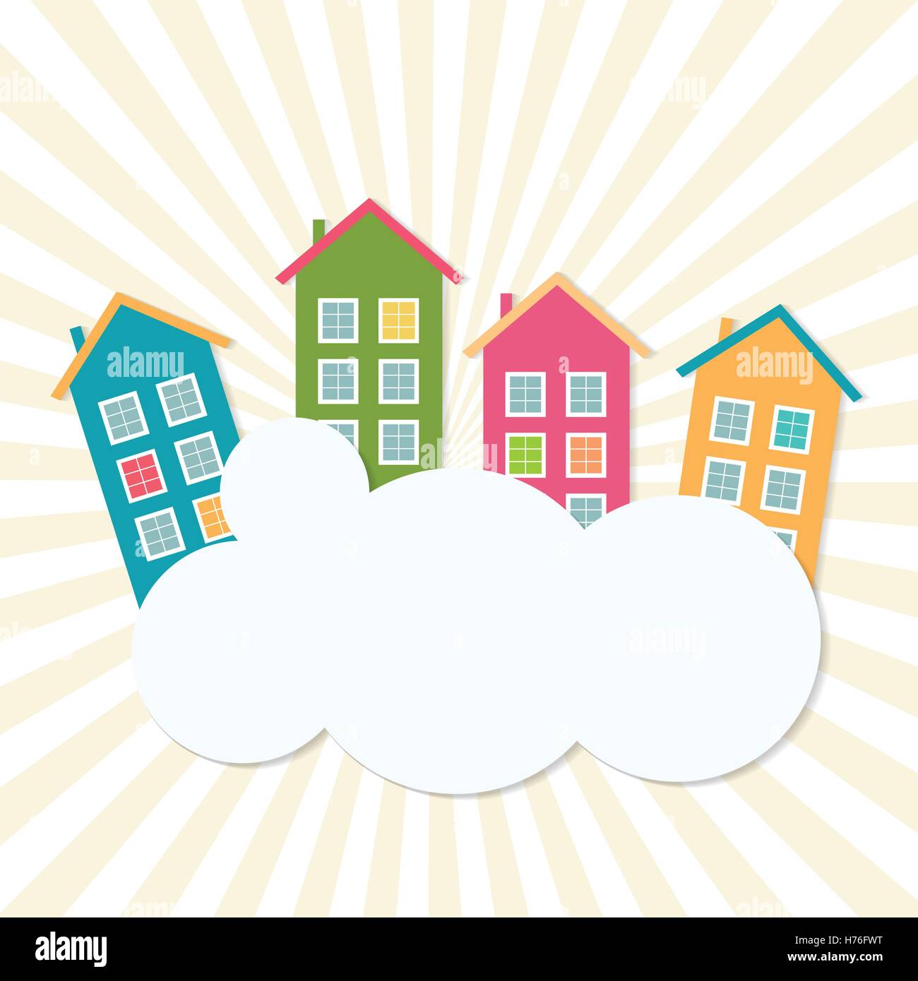 Colorful Houses For Sale / Rent. Real Estate Concept Stock Vector Image ...