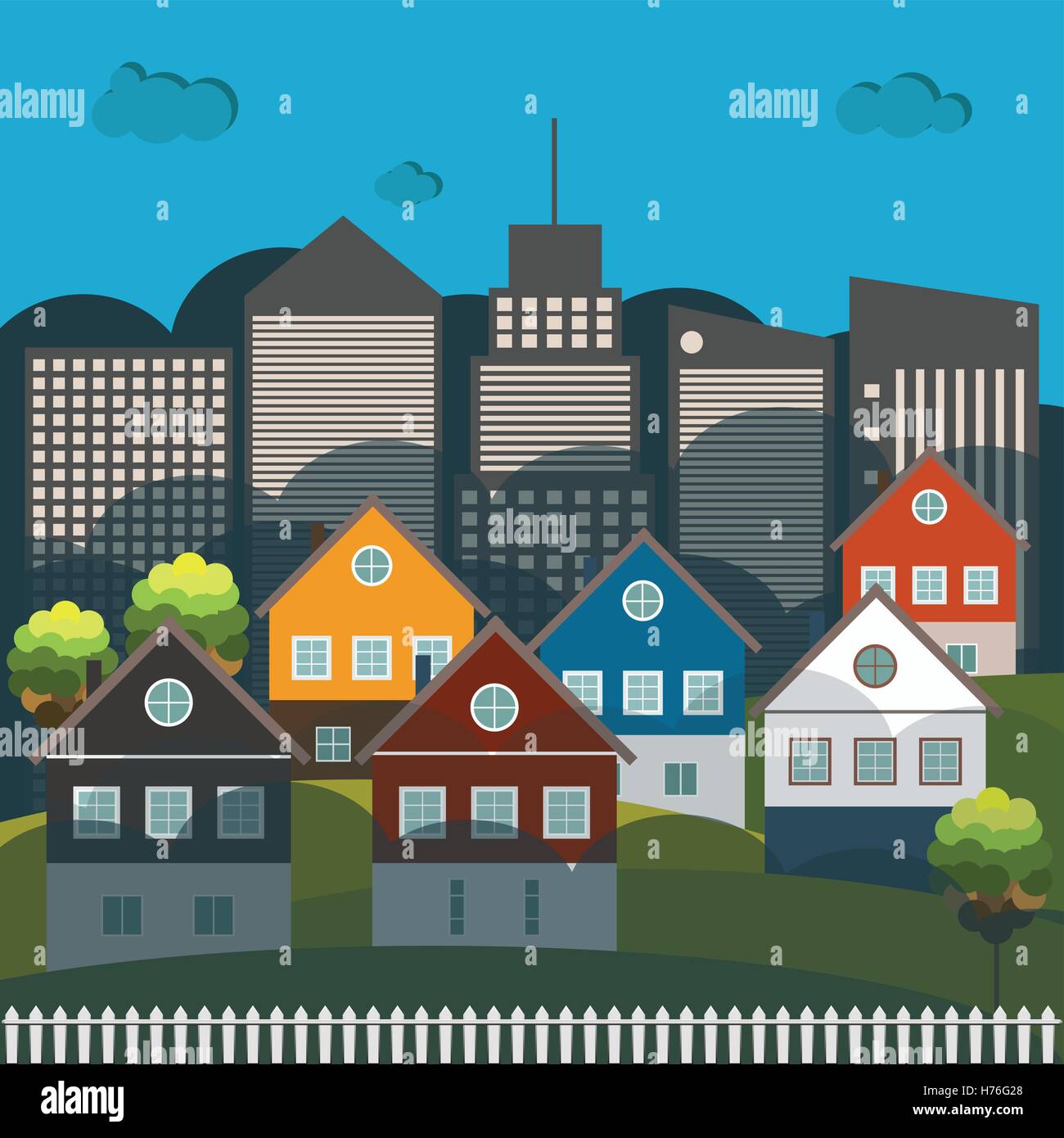 Colorful City, Real Estate Concept, Sunrise Stock Vector Image & Art ...