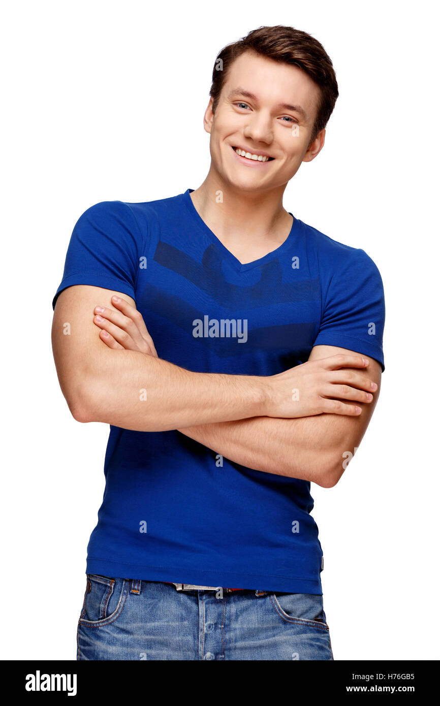 Handsome man isolated over white background Stock Photo - Alamy