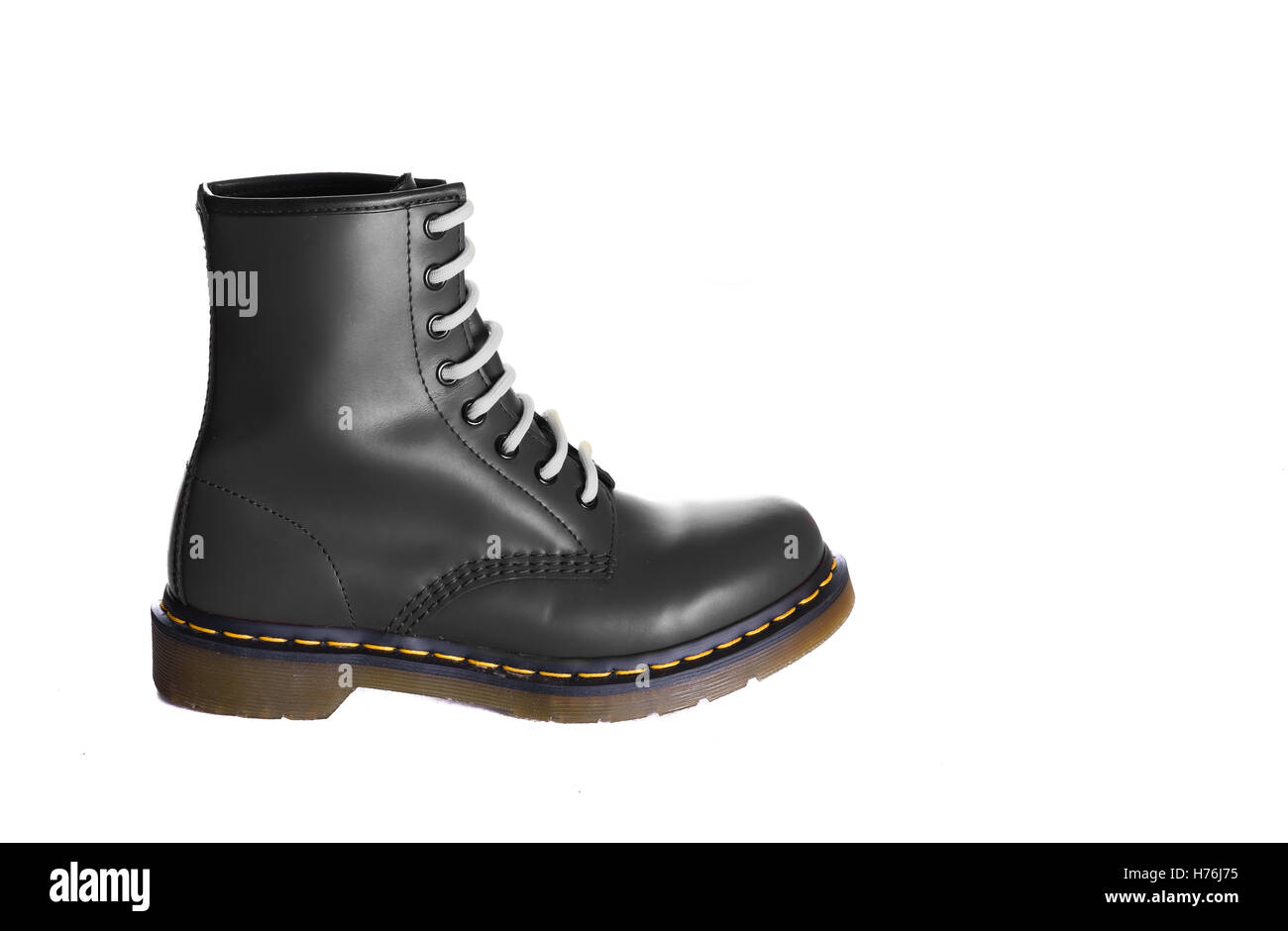 An 8 eyelet 8 inch classic unisex black lace-up fashion combat boot ...