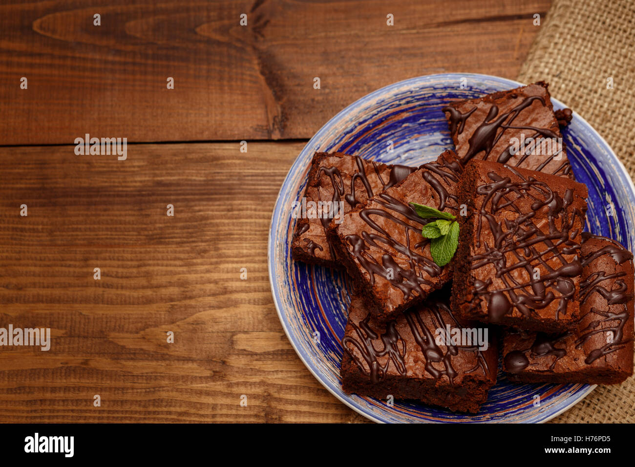 Plate with delicious chocolate brownies Stock Photo - Alamy