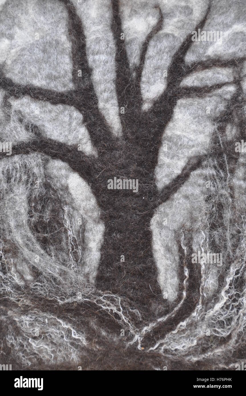 Wool felted tree picture Stock Photo - Alamy