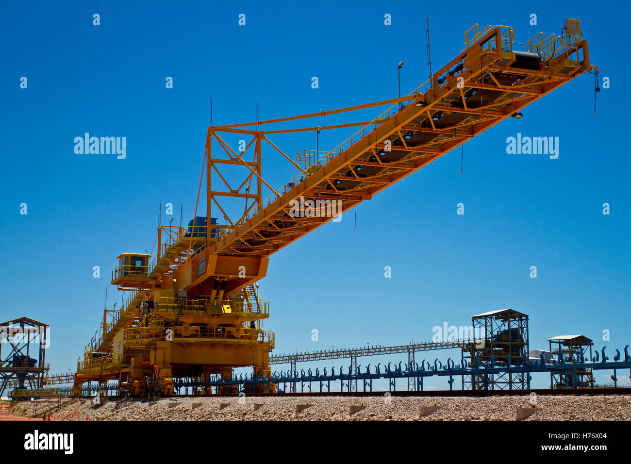 Port conveyor belt for transporting ore Stock Photo - Alamy