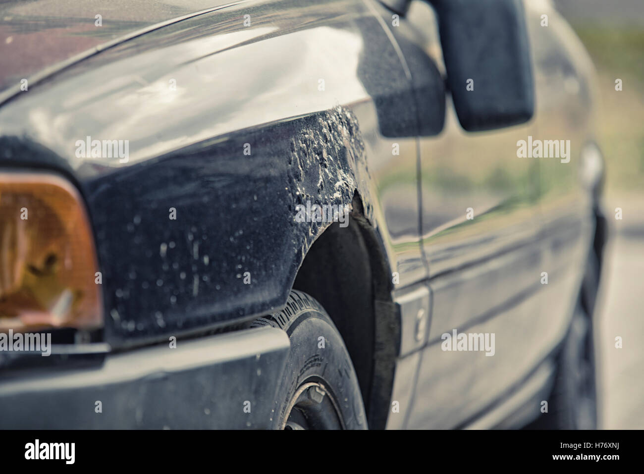 close up on rusty blue car on the street Stock Photo - Alamy