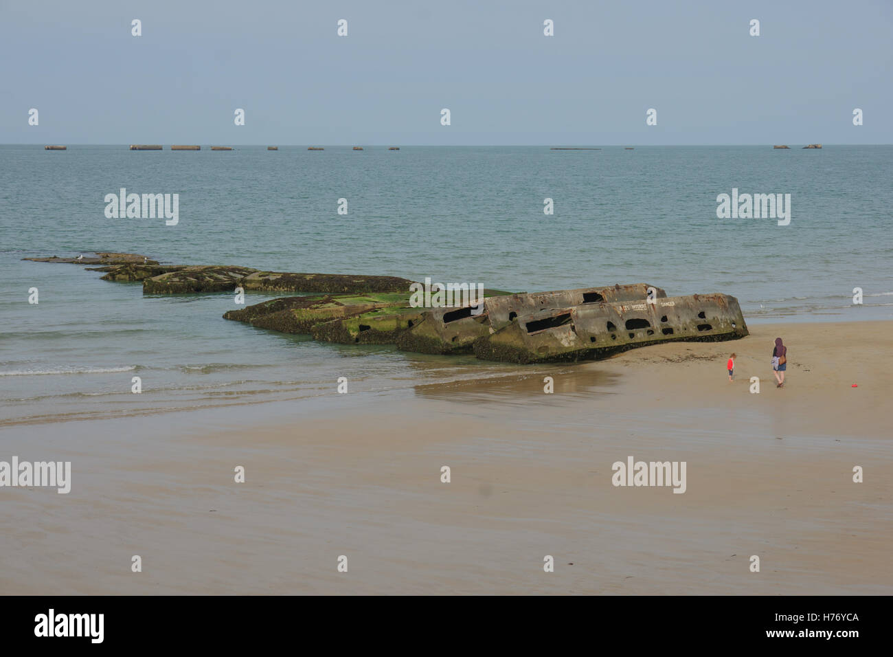 Remains of Mulberry Harbor at Arromanches, Normandy, France Stock Photo ...