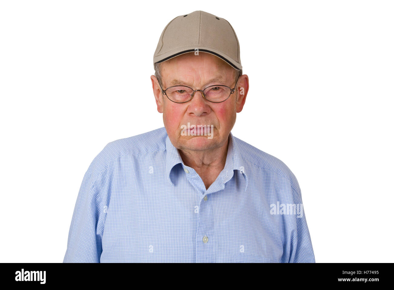 Male senior with cap isolated on white background Stock Photo - Alamy