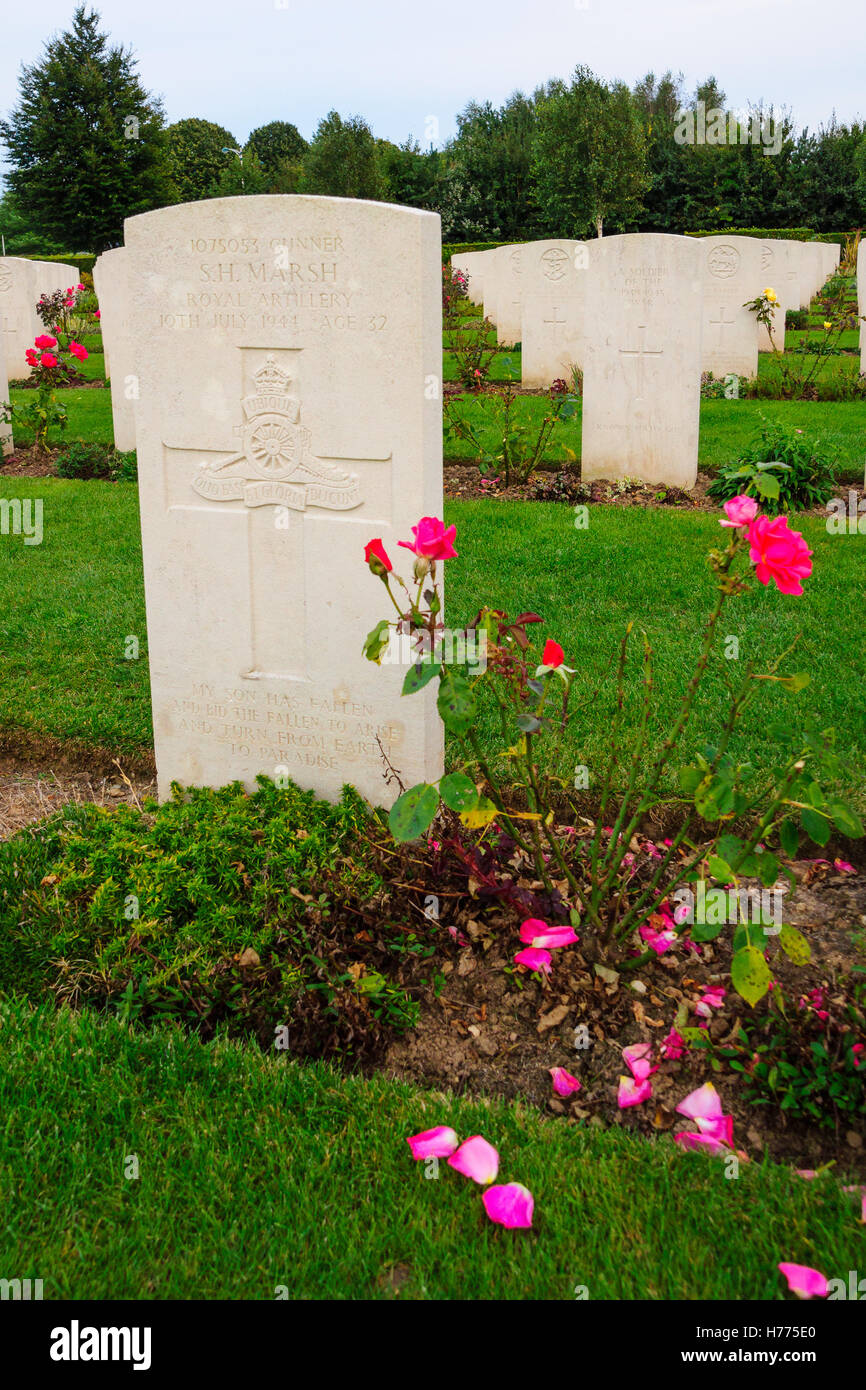 BAYEUX, FRANCE - SEPTEMBER 20, 2012: The memorial and WWII cemetery in ...