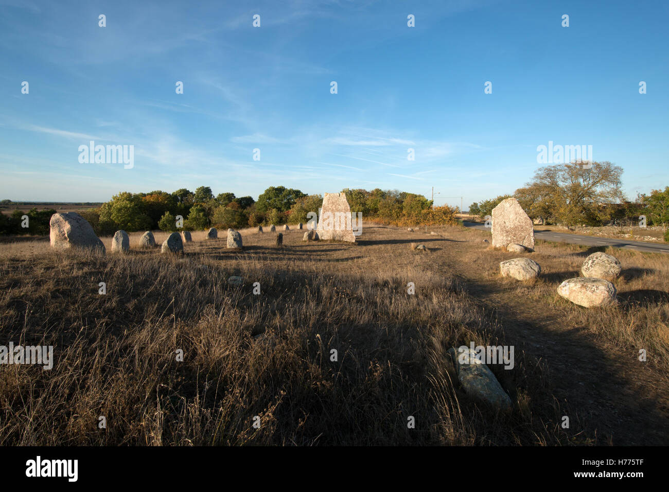 Viking stone ship burial ground of Gettlinge, Oland, Southeast Sweden ...