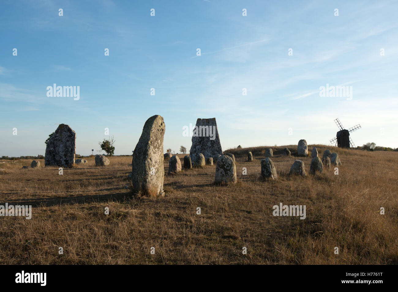 Viking stone ship burial ground of Gettlinge, Oland, Southeast Sweden ...